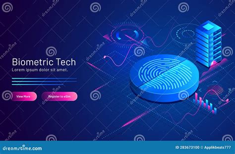 3d Illustration Of Biometric Fingerprint And Server On Blue Scientific