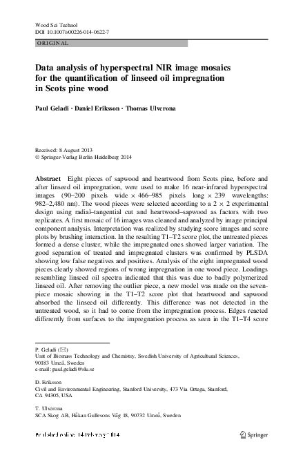 Pdf Data Analysis Of Hyperspectral Nir Image Mosaics For The