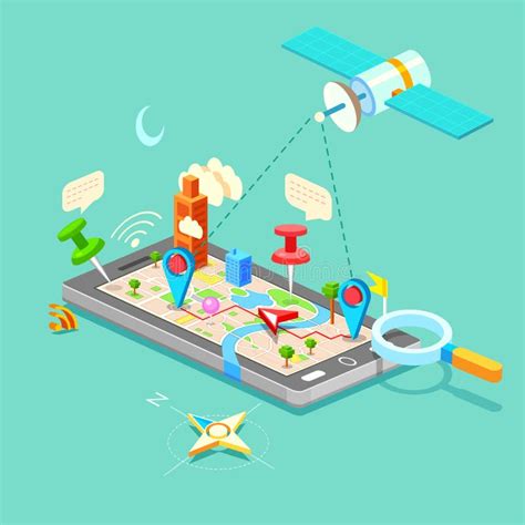 Flat D Isometric Mobile Navigation Web Infographic Concept Stock Vector Illustration Of