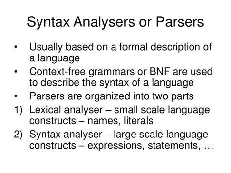 Ppt Lexical And Syntax Analysis Powerpoint Presentation Free