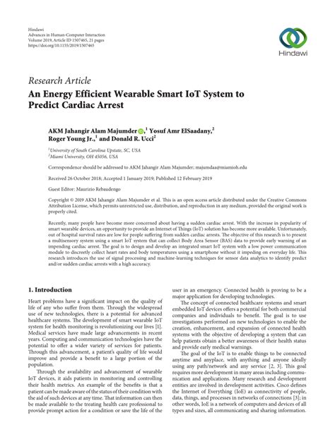 Pdf An Energy Efficient Wearable Smart Iot System To Predict Cardiac