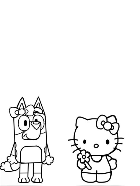 Bluey X Hello Kitty Coloring Page En 2024