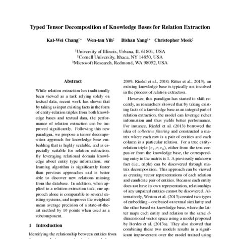 Typed Tensor Decomposition Of Knowledge Bases For Relation Extraction Acl Anthology