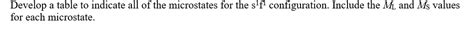 Solved Develop A Table To Indicate All Of The Microstates