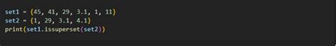Python Set Issuperset Method With Examples Gyanipandit Programming