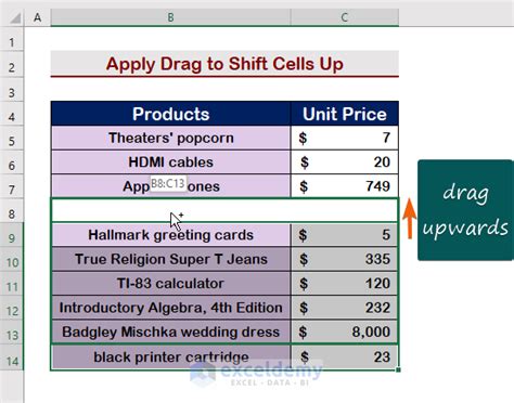 How To Shift Cells Up In Excel 5 Quick Methods Exceldemy