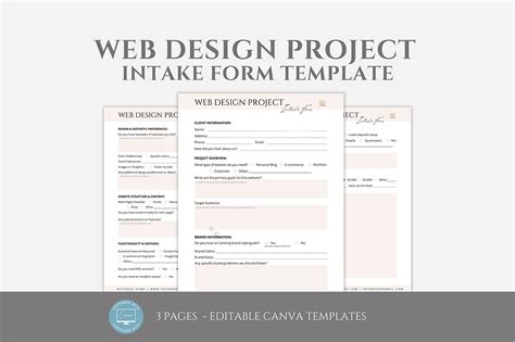 Editable Web Design Project Intake Form Template Biztemplateforyou