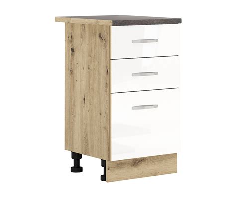 Долен кухненски шкаф Лорен B77 50 см Mdf Бял гланц Артизан Мебели Венус