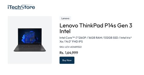 Lenovo ThinkPad P S Gen Intel Core I P GB RAM GB SSD Intel Iris Xe