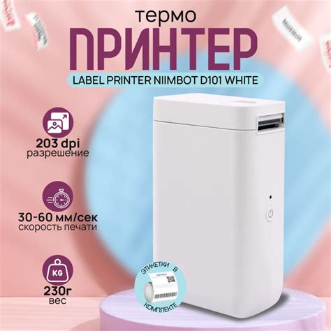 Принтер для наклеек этикеток Niimbot D101 White Монохромный печать купить по низкой цене