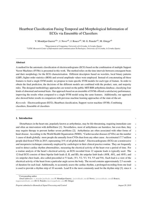 Pdf Heartbeat Classification Fusing Temporal And Morphological Information Of Ecgs Via