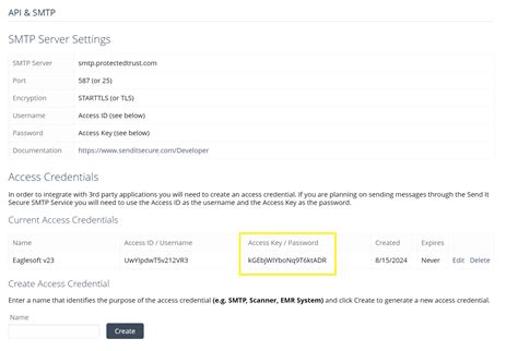 Create An Access Credential Send It Secure Help Center
