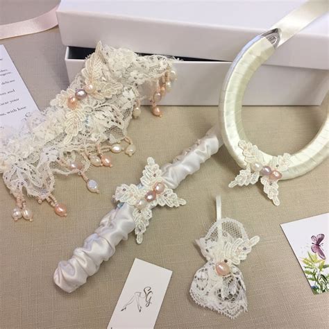 Chloe Freshwater Pearl Wedding Garter Set Freshwater Pearls Silk