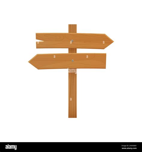 3d Wooden Sign With Left And Right Arrows On Tree Plank Signpost Of Farm Road Vector