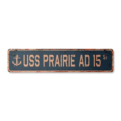 Uss Prairie Ad 15 Vintage Street Sign Us Navy Ship Veteran Sailor