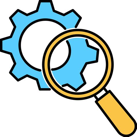 Data Analytics Line Icon Magnifying Glass And Gears 27443052 Vector Art At Vecteezy