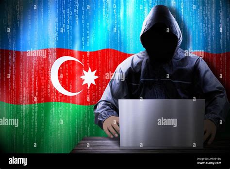 Anonymous Hooded Hacker Flag Of Azerbaijan Binary Code Cyber Attack