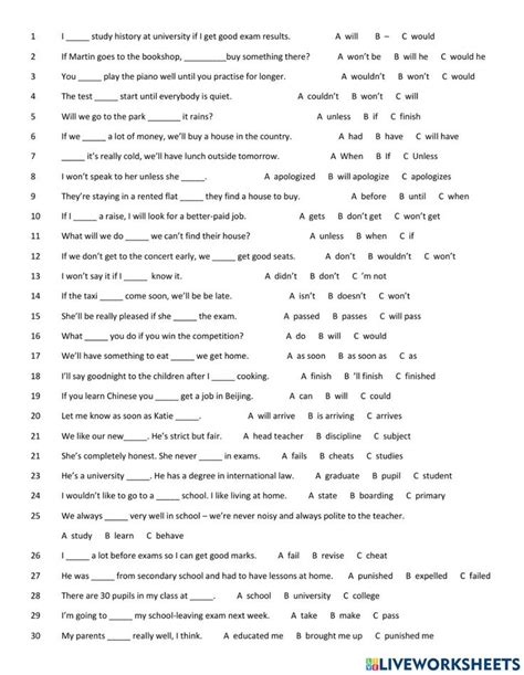1st Conditional And Future Time Clauses Worksheet In 2025 Grammar And