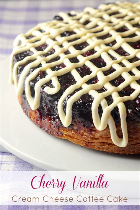 Cherry Vanilla Coffee Cake With Cream Cheese Glaze Perfect For Brunch
