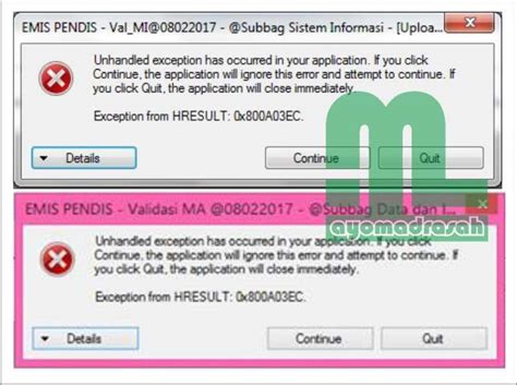 Solusi Error Emis Exception From Hresult 0x800a03ec
