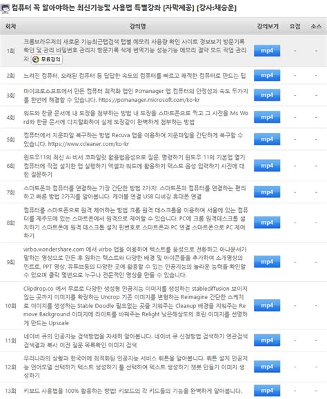 컴퓨터 꼭 알아야하는 최신기능및 사용법 특별강좌 자막제공 업데이트강좌 컴알