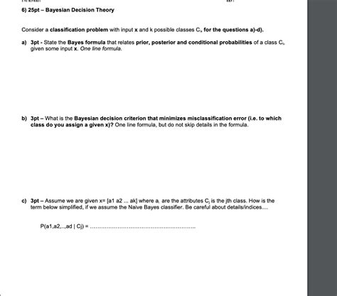 Solved 6 25pt Bayesian Decision Theory Consider A