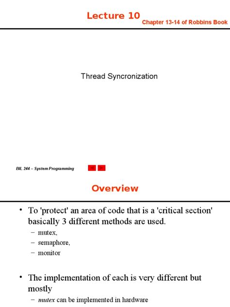Thread Syncronization Chapter 13 14 Of Robbins Book Pdf Computer Programming Computing