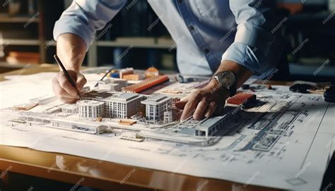 Premium Photo Architect Design Working Drawing Sketch Plans Blueprints