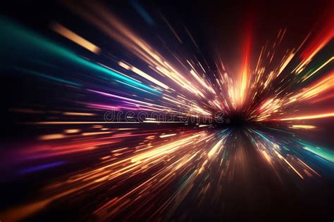 Motion Of Line Speed And Power Or Light Trails High Speed Light With Curve Movement Beam Stock