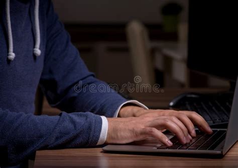 Male Hacker Hacking Security Firewall Late In Office Stock Image Image Of Online Business