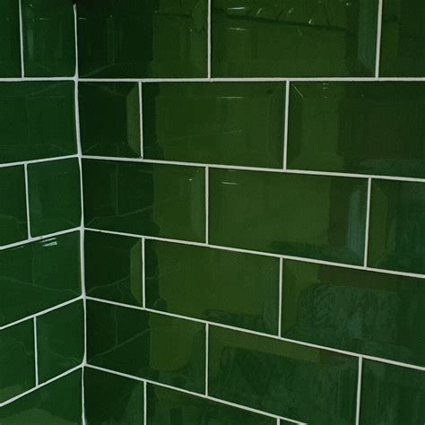 Green Metro Brick Tiles 100mm X 200mm Diamond Decorative Polished Wa