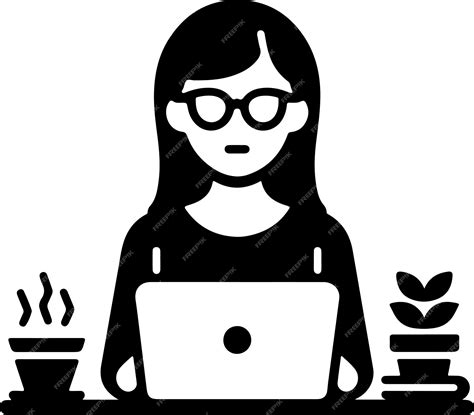 Premium Vector A Person Working On A Computer Vector Art Illustration Black Color Silhouette 20