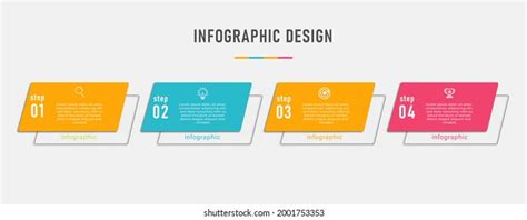 4 Modern Rectangular Infographic Template Colorful Stock Vector