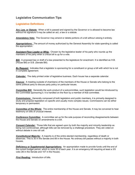 Legislative Definitions Key Terms And Processes