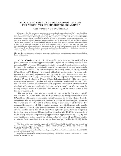 Pdf Stochastic First And Zeroth Order Methods For Nonconvex