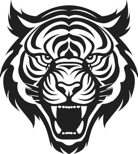 Monochrome Tiger Face In Vector Vector Tiger Roar Power And Elegance