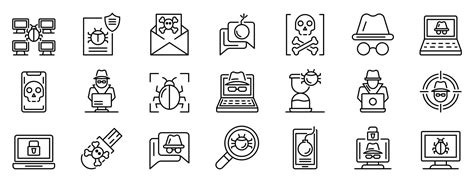 Hacker Icons Set Outline Style 8992183 Vector Art At Vecteezy