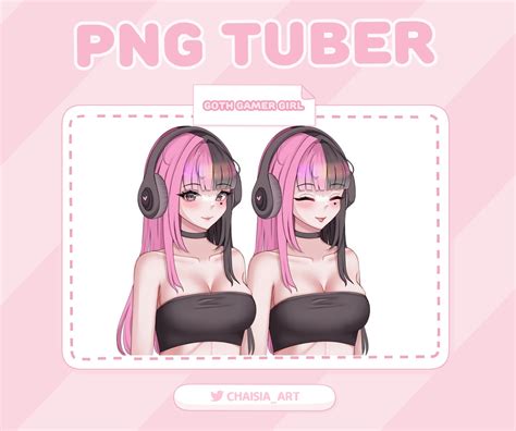 Gamer Goth Girl Png Tuberpngtuber Avatar For Twitch Streamers Discord