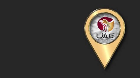 United Arab Emirates Cricket Board Gold Location Icon Flag Seamless Looped Waving Space On Left
