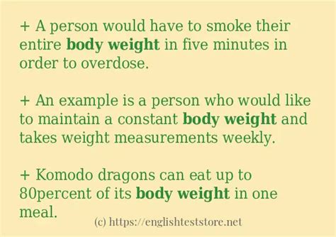 Body Weight Sentence Examples Englishteststore Blog