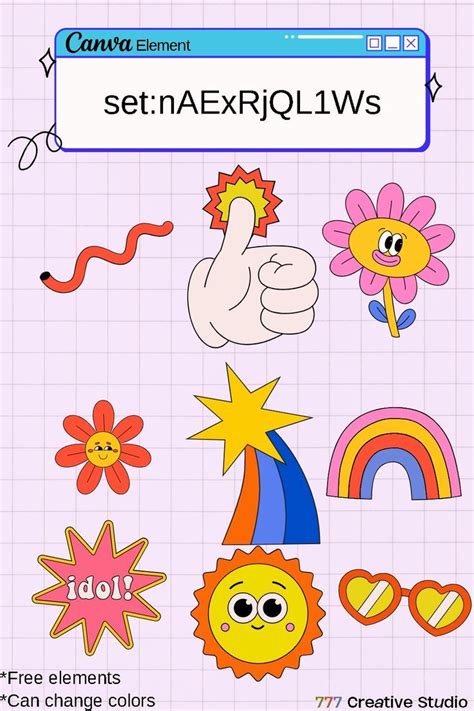 Canva Elements Canva Elements Keyword Bright Lined Sticker Vibrant Illustration
