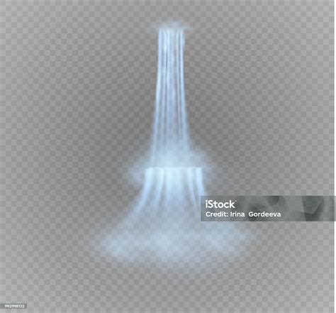 현실적인 투명 자연 맑은 물과 거품을 투명 한 배경에 고립 된 폭포의 흐름 디자인 풍경 이미지에 대 한 자연 요소입니다 벡터 일러스트 레이 션 컷아웃에 대한 스톡 벡터 아트