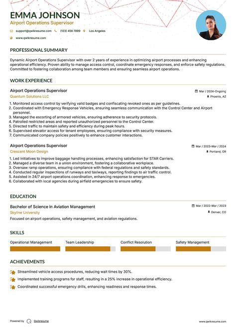 10 Airport Operations Supervisor Resume Samples And Templates For 2025