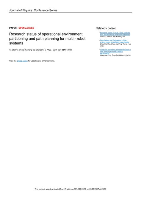Pdf Research Status Of Operational Environment Partitioning And Path Planning For Multi