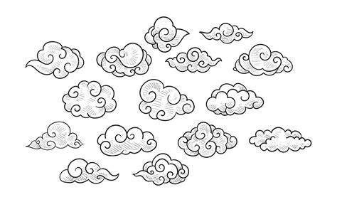 Clouds Handdrawn Collection Premium Vector