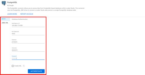 Connect Looker Studio To PostgreSQL Authenticate With Credentials