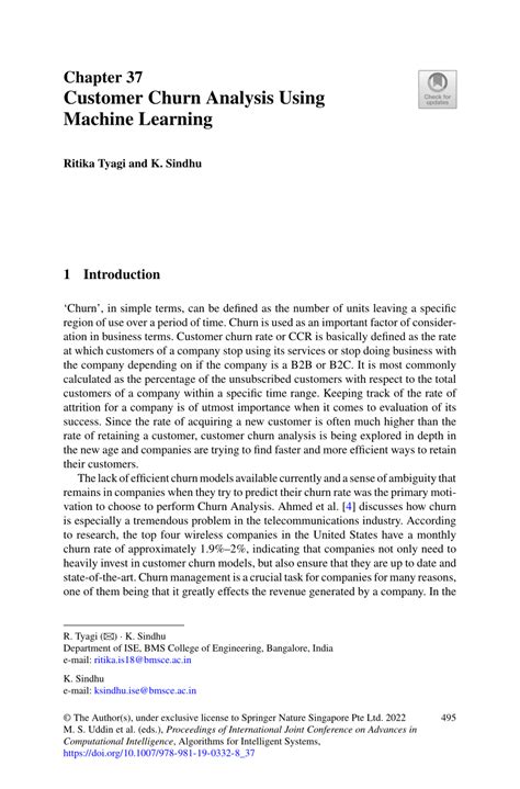 PDF Customer Churn Analysis Using Machine Learning