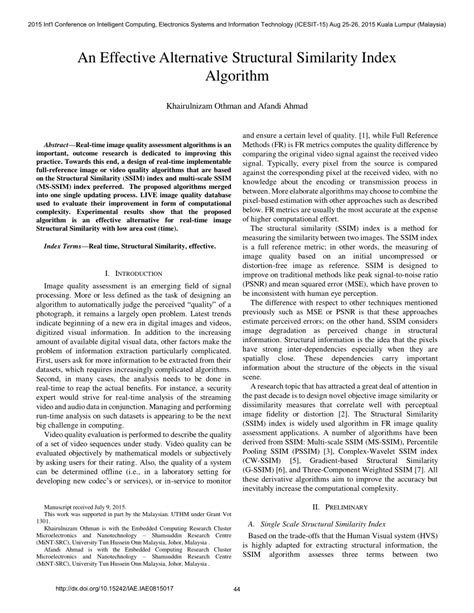 Pdf An Effective Alternative Structural Similarity Index Algorithm