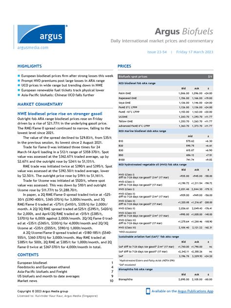 Bio Sample Report Argus Biofuels 2023 03 17 Pdf Biodiesel Biofuel