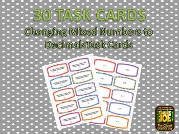 Changing Mixed Numbers To Decimals Task Cards By Worksheet Central